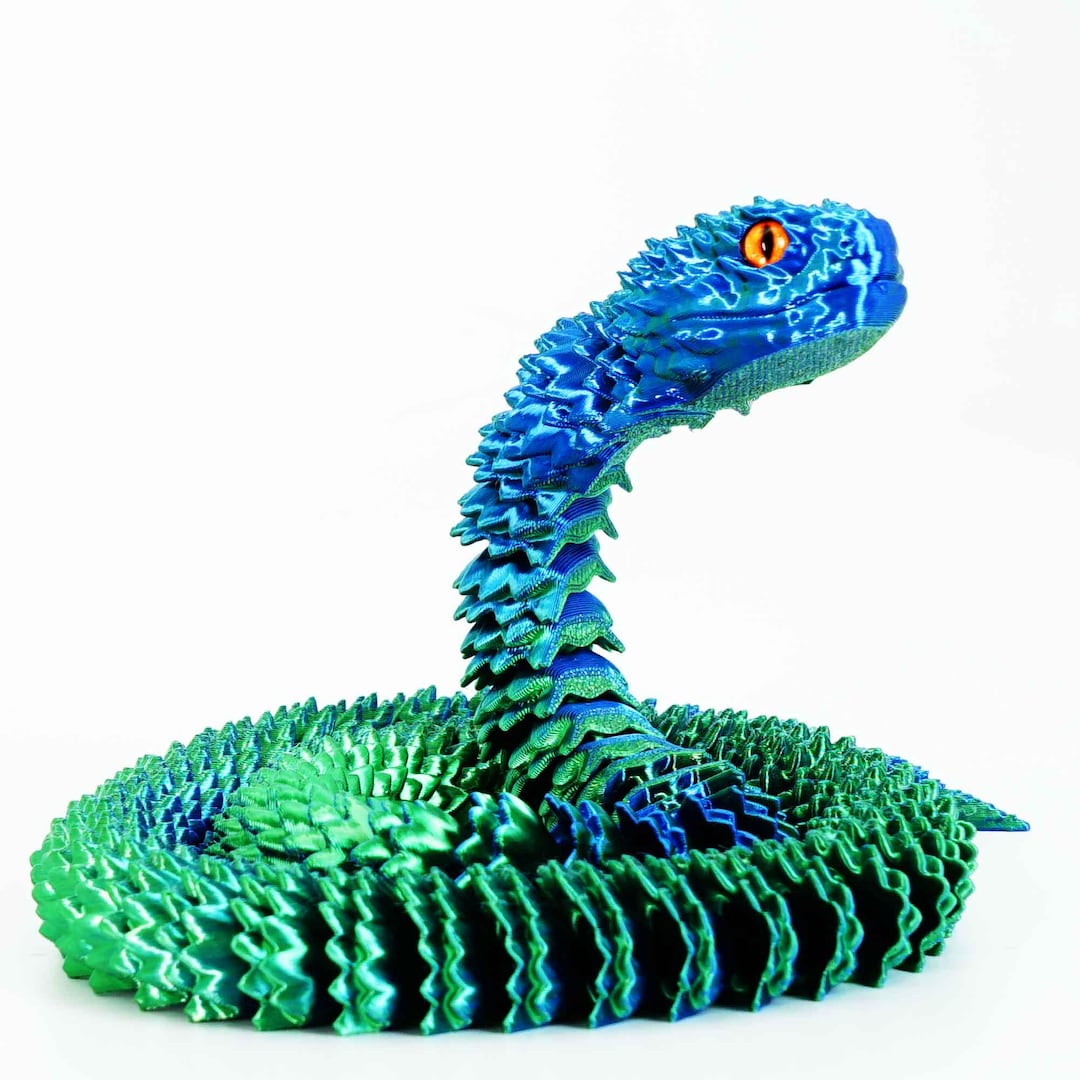 Snake Fidget Toy – Articulated Rattle Snake Figurine, Fake Snake Desk ...