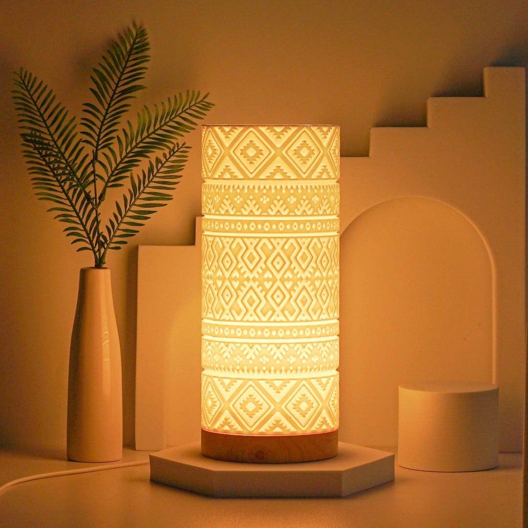 Boho Mediterranean Table Lamp - 3D Printed Artistic Bedside Bedroom ...