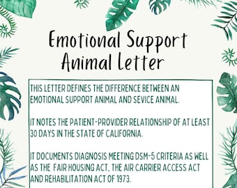 Editable Sample Letter for Companion Animal, Emotional Support Animal ...
