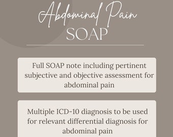 Complete Abdominal Pain SOAP Note Example for Nps/pas/mds // - Etsy