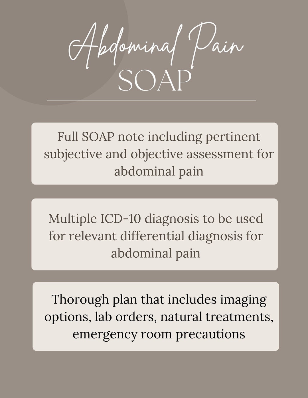 Abdominal Pain Soap Note - Etsy