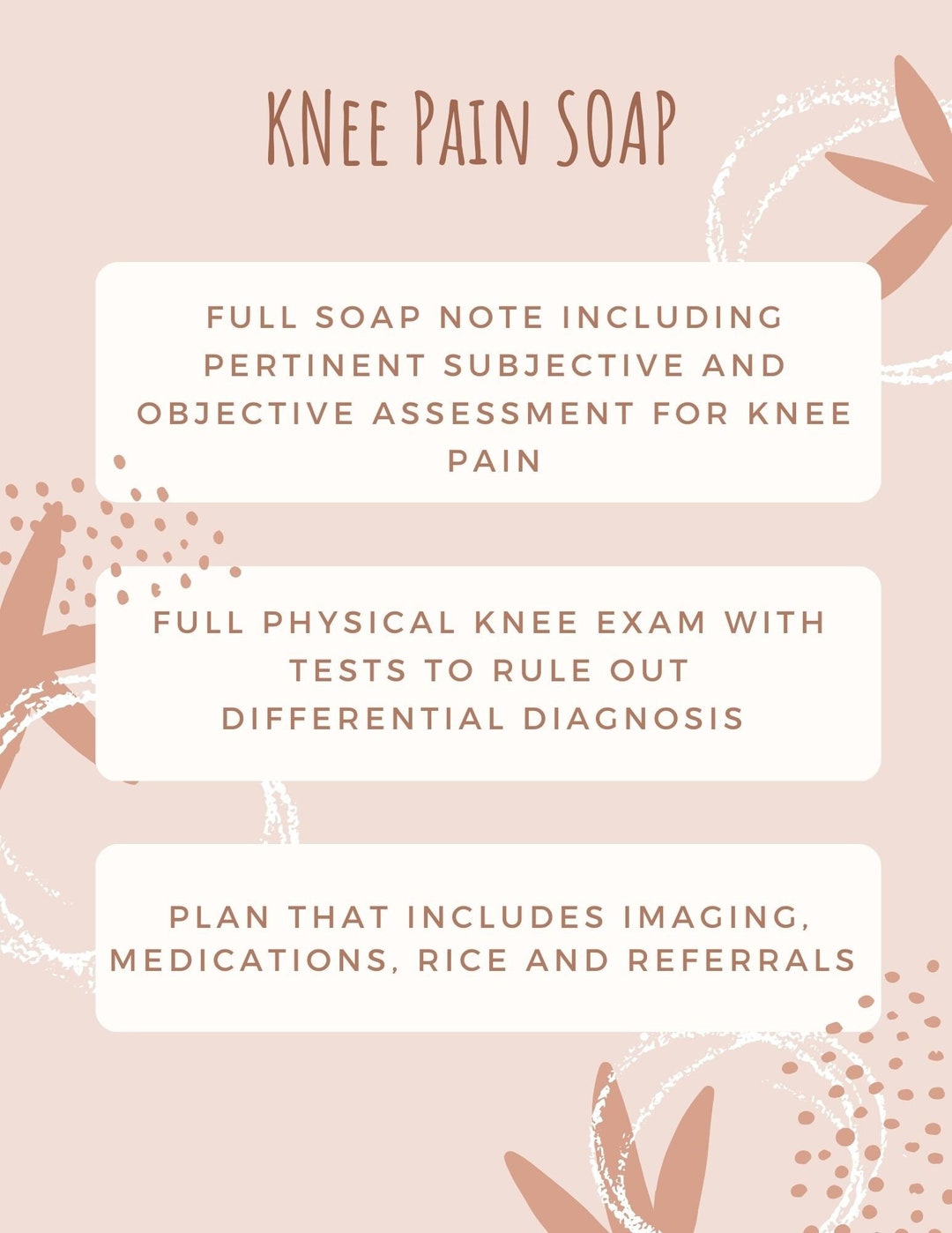 Knee Pain SOAP Note - Etsy