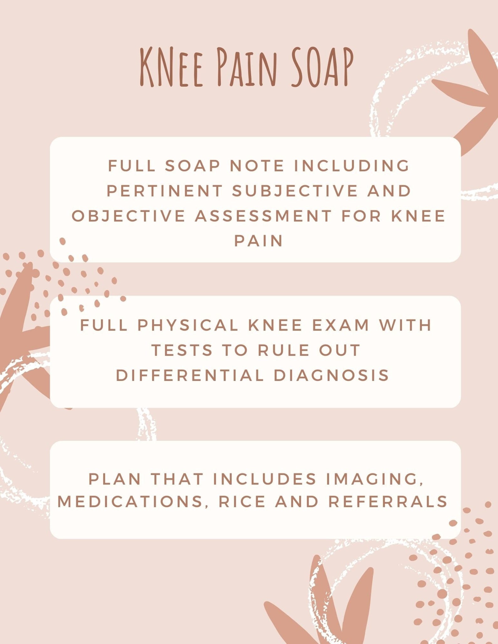 Knee Pain SOAP Note - Etsy