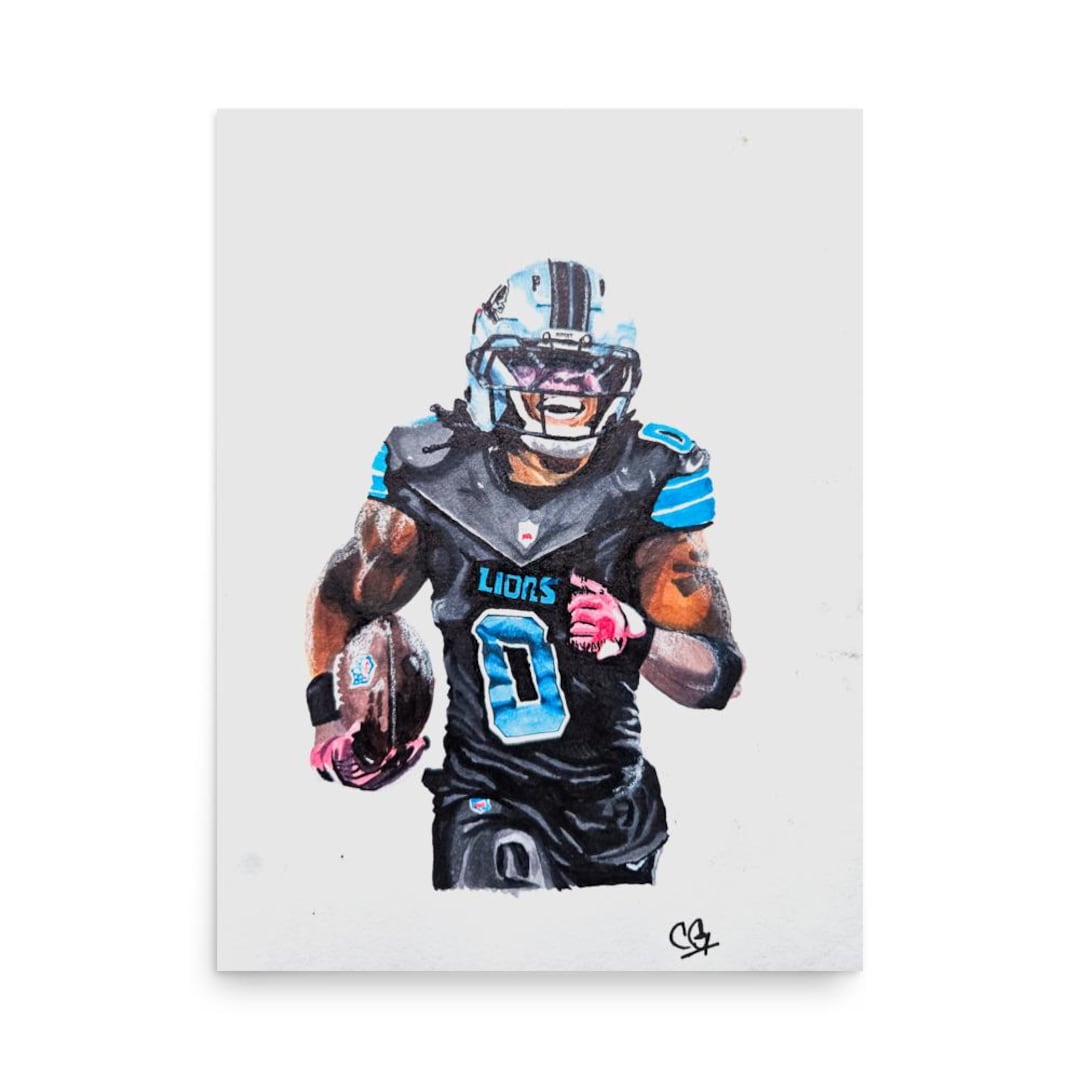 Professional Football Player Wall Art Poster, Running Back Portrait ...