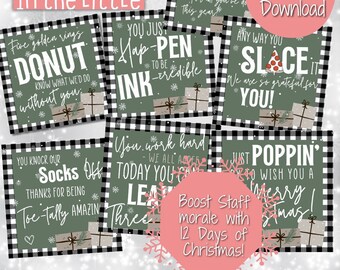 12 Days of Christmas Gift Tags, Holiday Teacher School Pto Pta ...