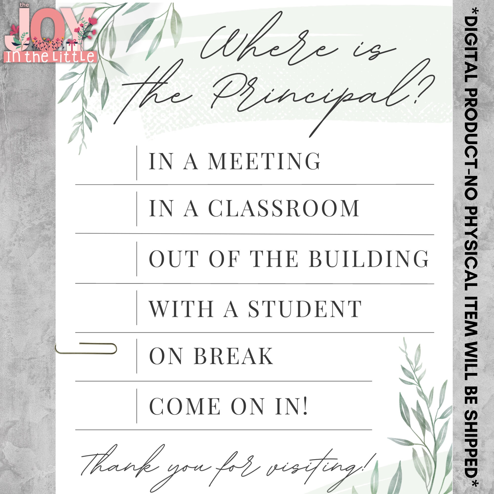 Where is the Principal School Office Door Sign Printable | Custom ...