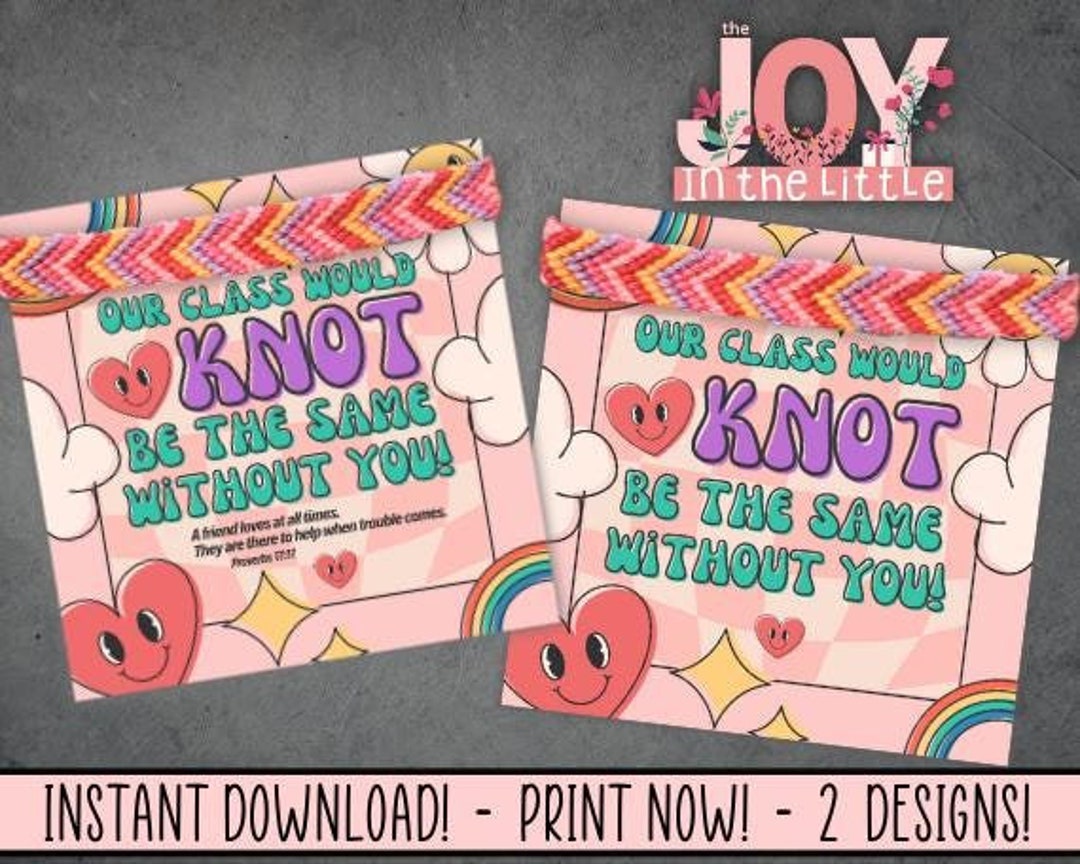 Printable Valentine Friendship Bracelet Card Instant Download Valentine ...