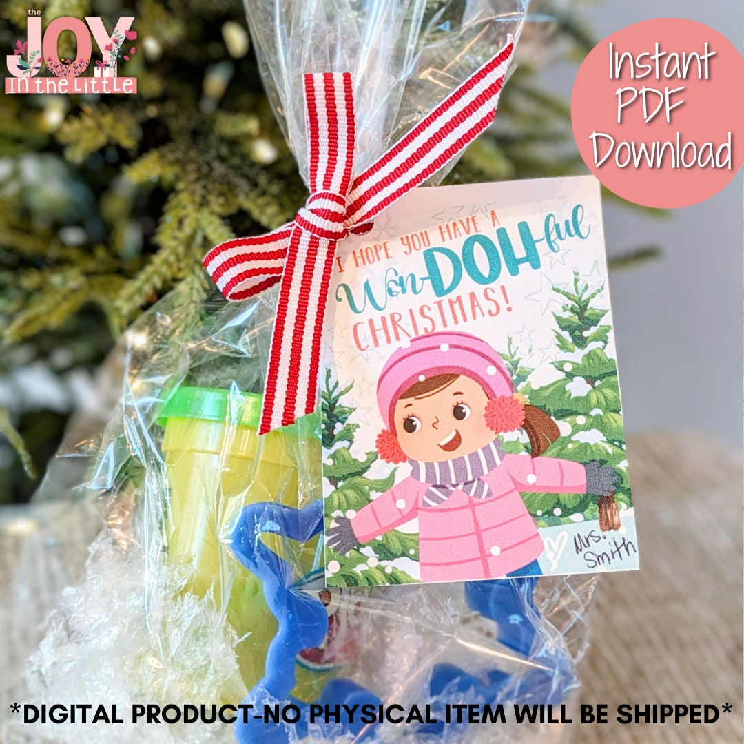 Playdough Christmas Tag Won-doh-ful Printable Christmas Gift Tag for ...