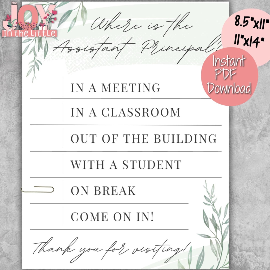 Where is the Assistant Principal Door Sign Printable Out of Office Door ...