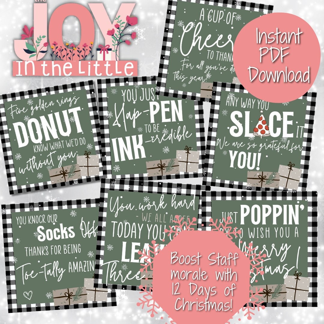 12 Days of Christmas Gift Tags, Holiday Teacher School Pto Pta ...