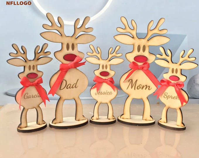Custom Family Christmas Decoration, Personalized Freestanding Reindeer ...