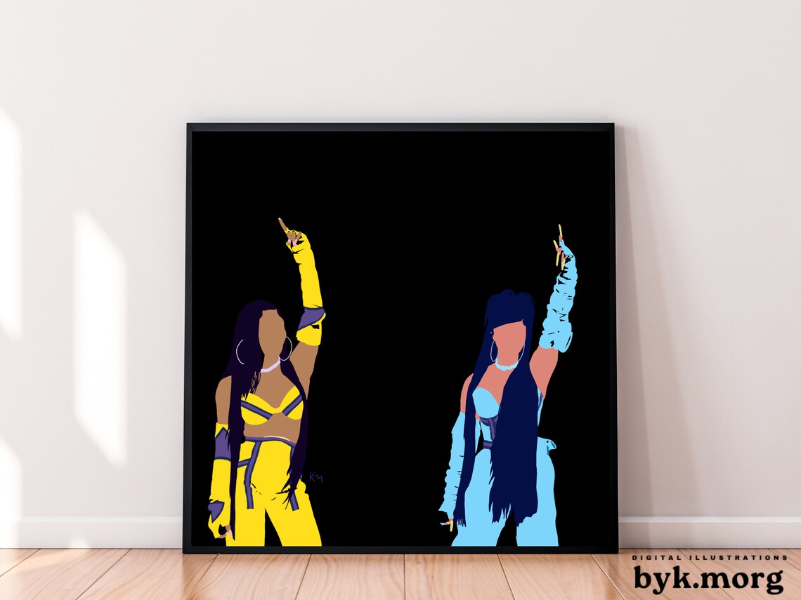 Cardi B and Glorilla Illustration Digital Print - Etsy