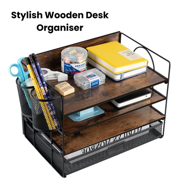 Wooden Desk Organizers With Drawer - Etsy