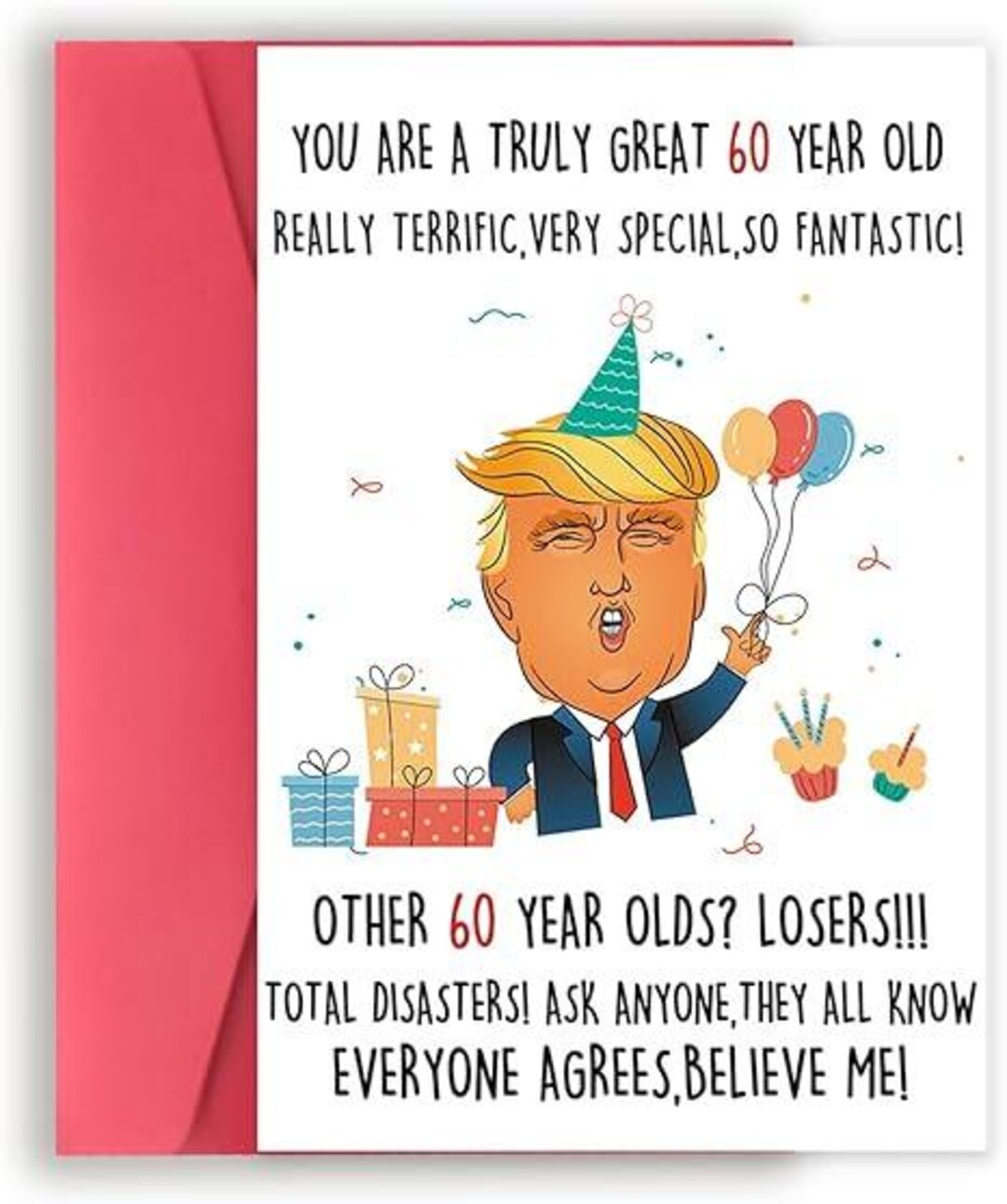 Funny Trump 60th Birthday Cards for Men Women, Trump Happy 60th Birthday Gifts, Naughty Donald ...
