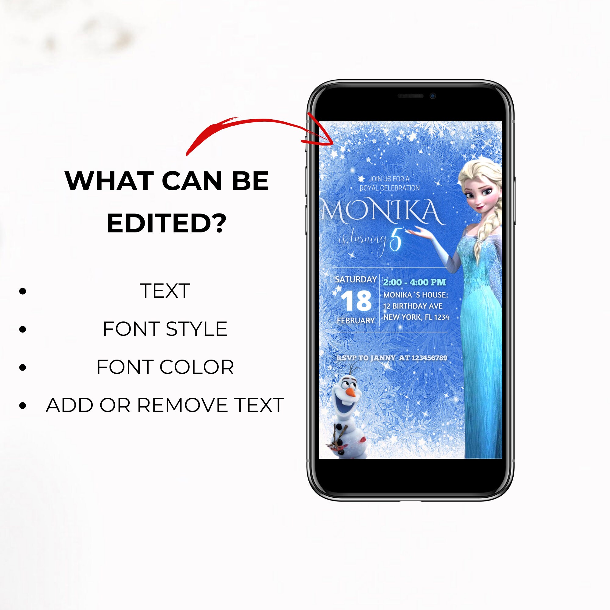 Editable Frozen Birthday Invitation Template Princess Elsa - Etsy