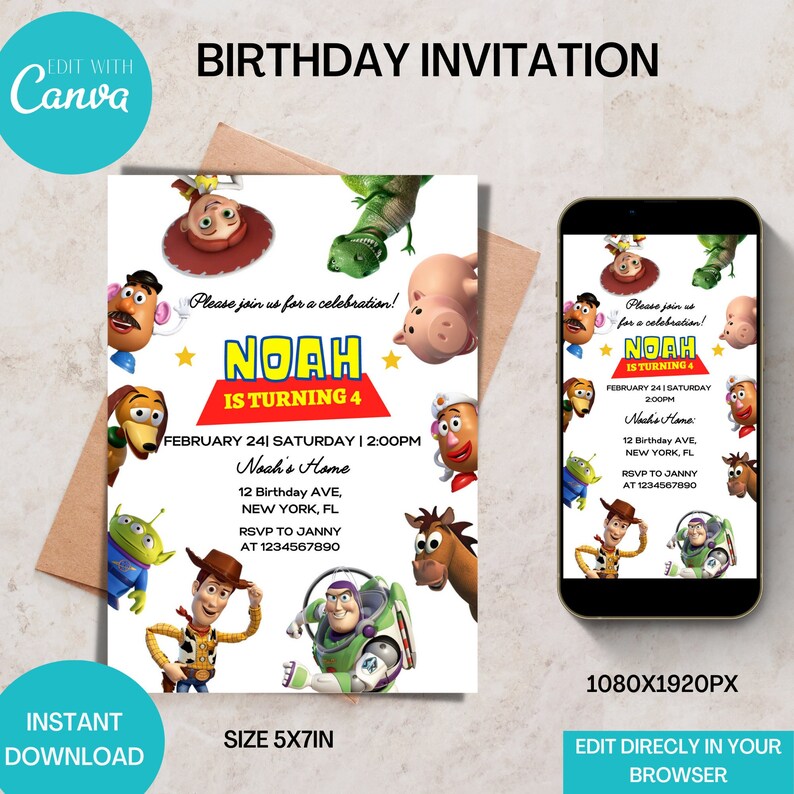 Toy Store Birthday Invitation| Birthday Invite Editable Digital ...