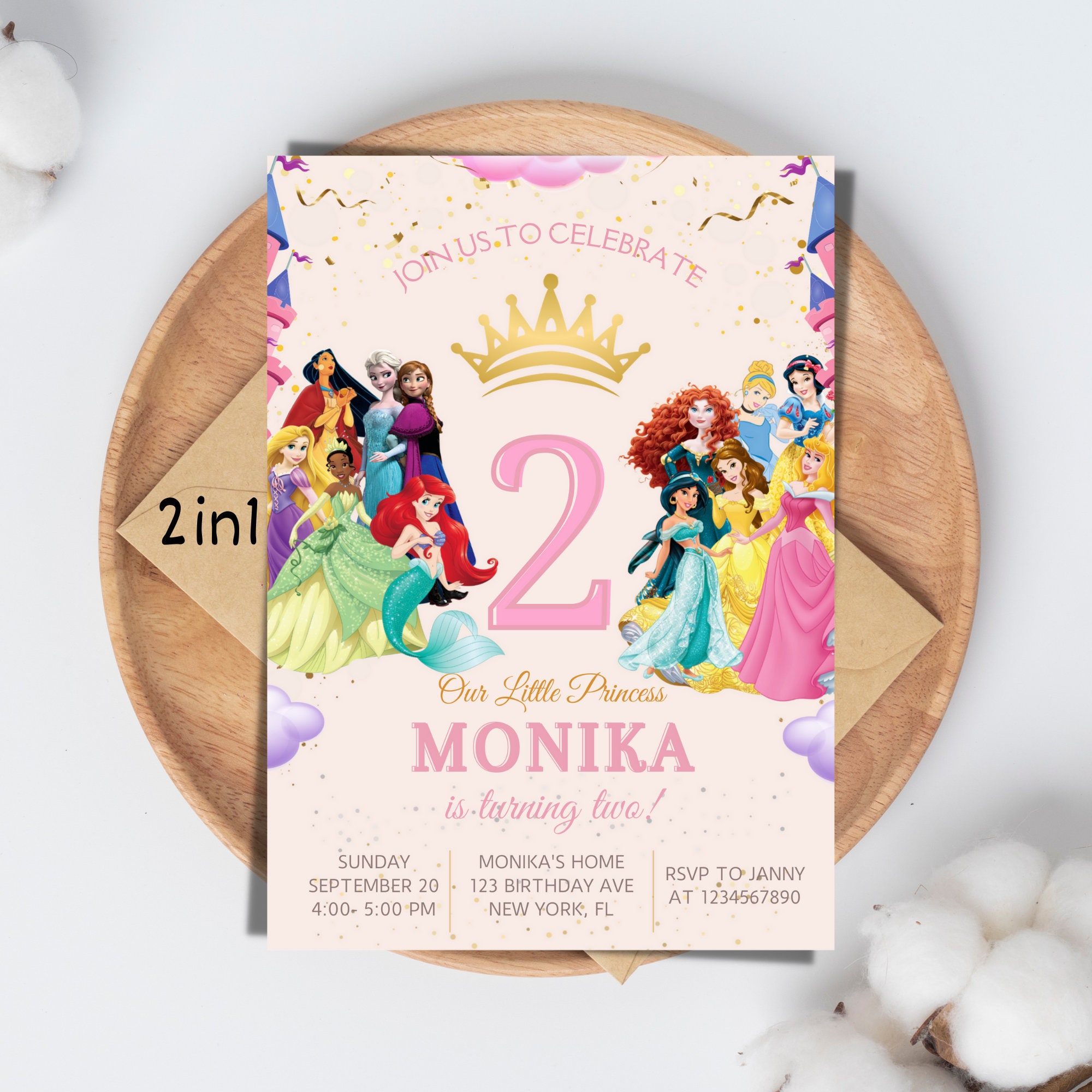 Princess Birthday Invitation Princesses Birthday Party - Etsy