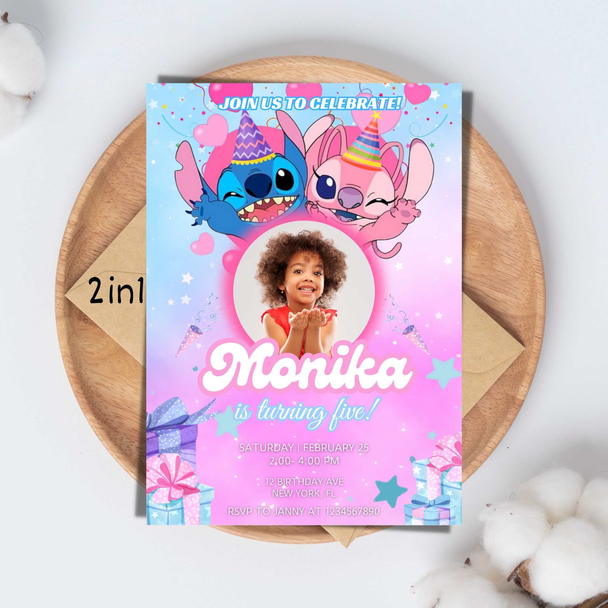 Stitch Birthday Invitation Template Editable Stitch Girls Birthday ...