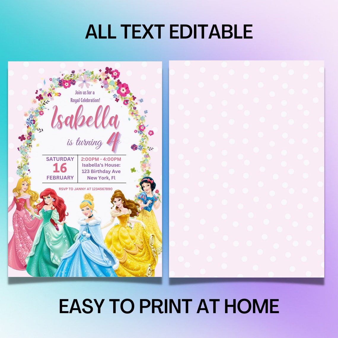 Princess First Birthday Invitation | Princess Party| Princess ...