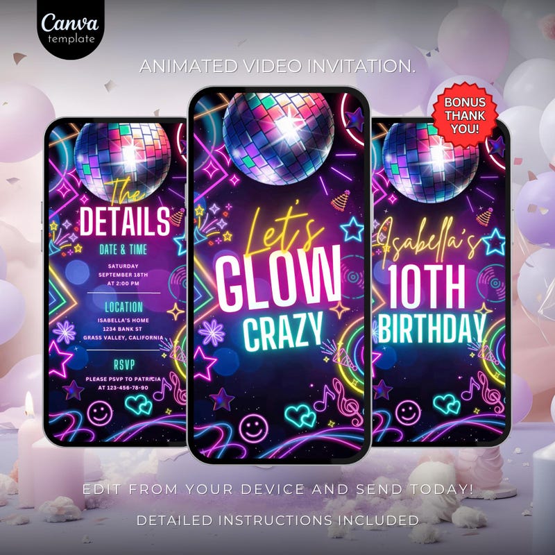 Glow Invitations - Etsy