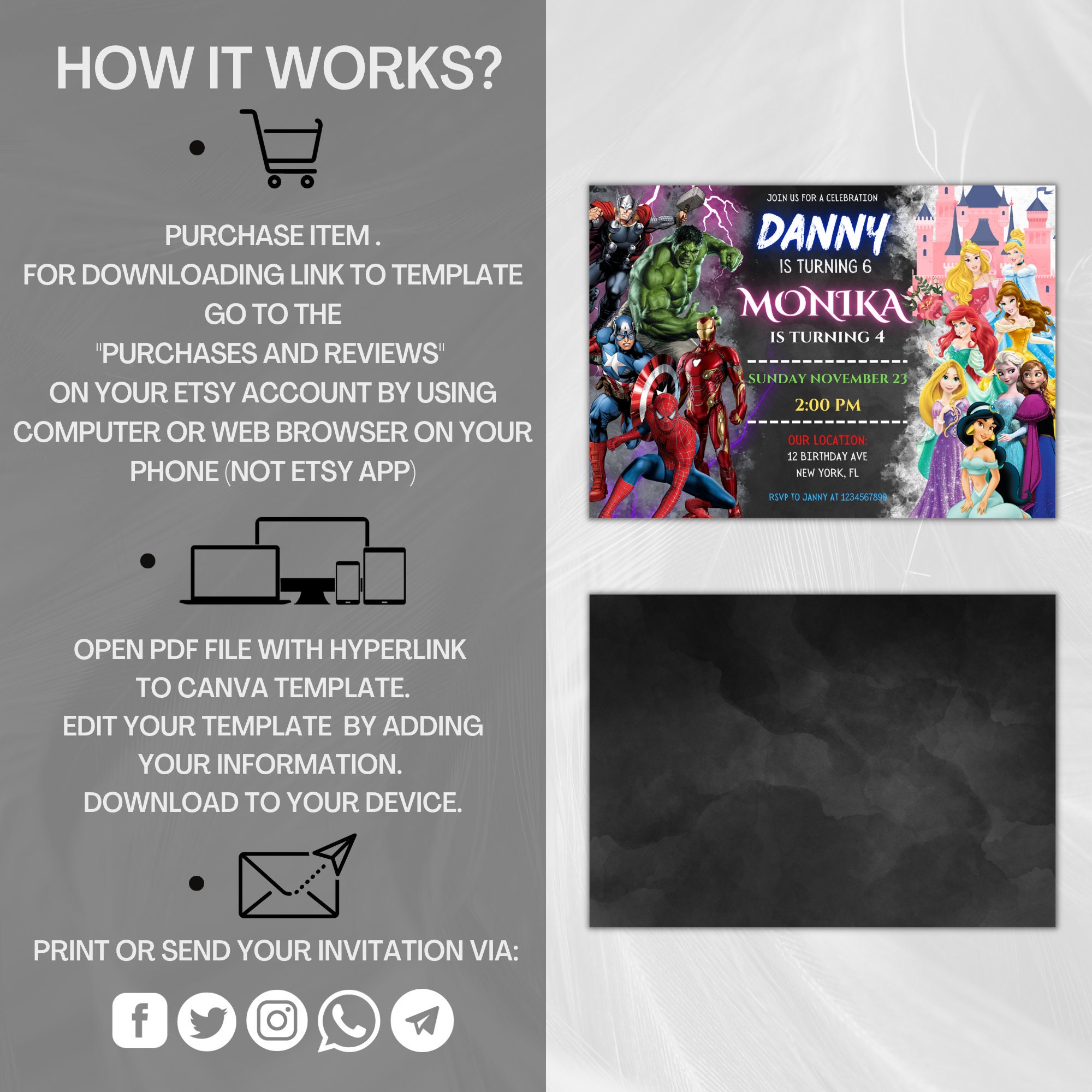 Joint Birthday Party Invitation Two Themes Sibling Birthday Invite ...