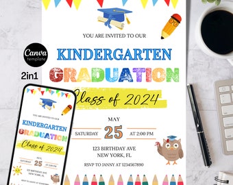 Kindergarten Graduation Invitation, Editable Kindergarten Graduation ...