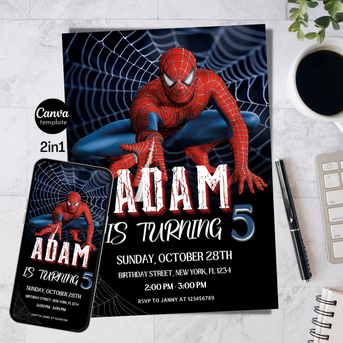 Editable Spiderman Birthday Invitation Birthday Party - Etsy