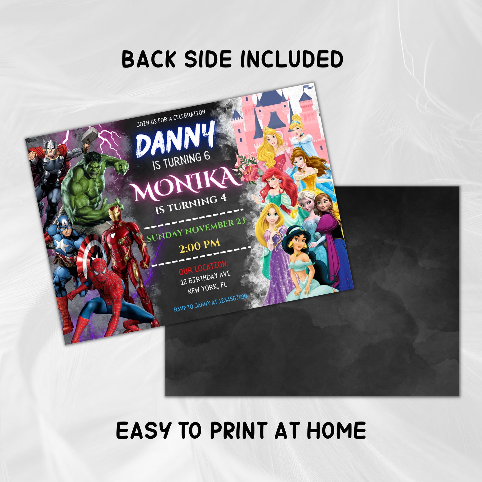 Joint Birthday Party Invitation Two Themes Sibling Birthday Invite ...