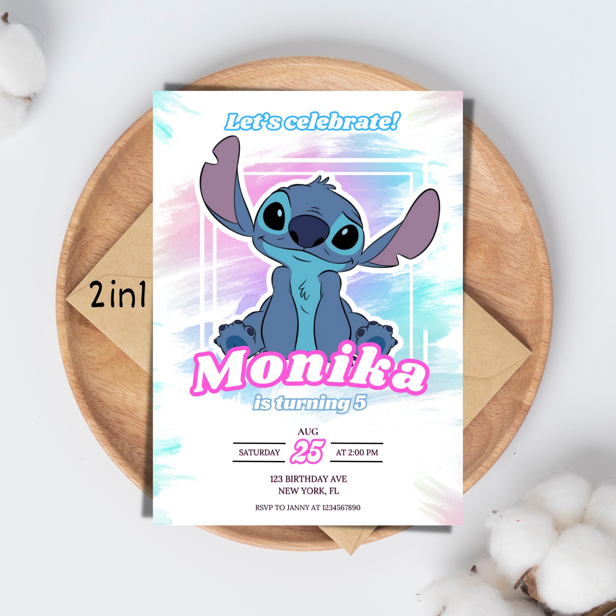 Stitch Birthday Invitation Template Editable Stitch Girls Birthday ...