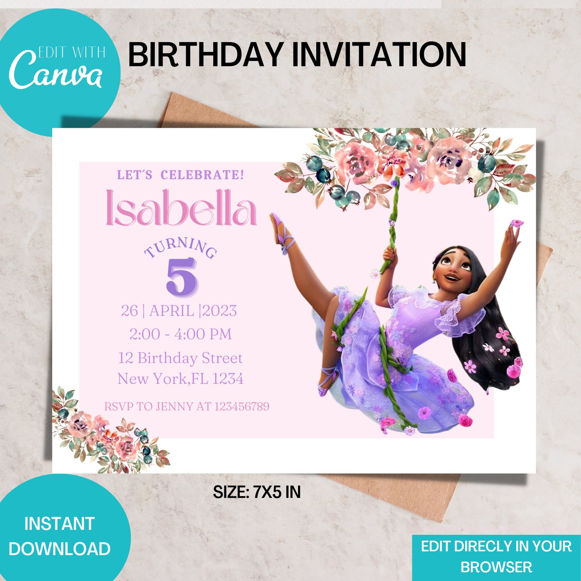 Editable Isabella Birthday Party Invitation Digital Template Isabella ...
