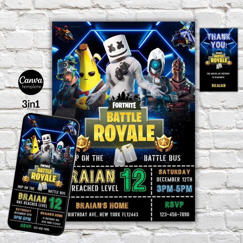 Fortnite invitation - Etsy