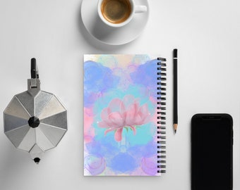 Lotus Flower Notebook Gradient Colored Lotus Flower Bloom With Inspirational Quote Spiral ...
