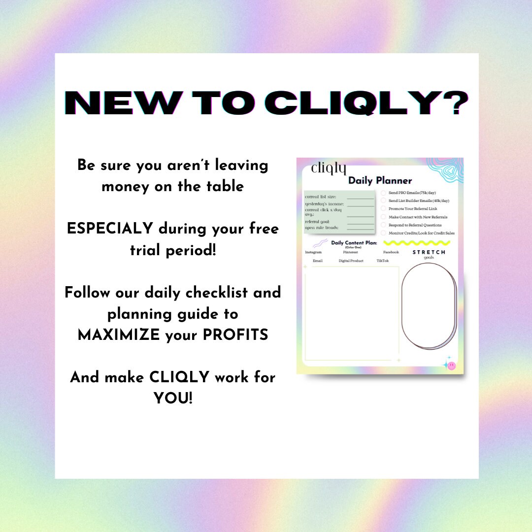 Cliqly Daily Planner and Checklist What to Do Every Day to Make Money ...