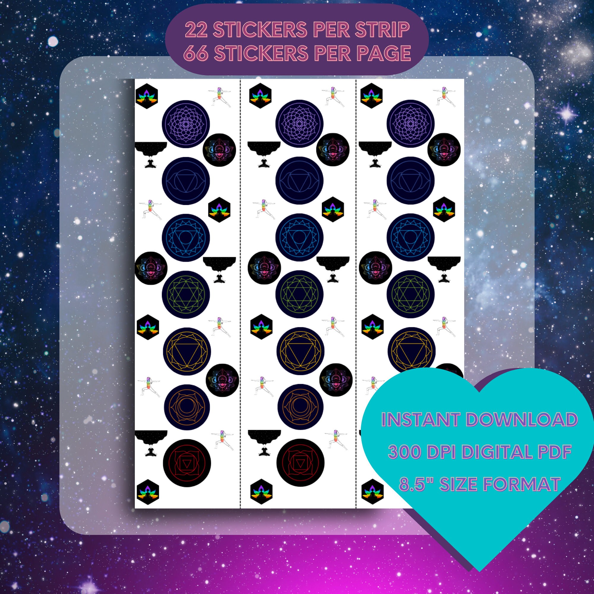 Printable Chakra Sticker Sheets Yoga Gift Wellness - Etsy