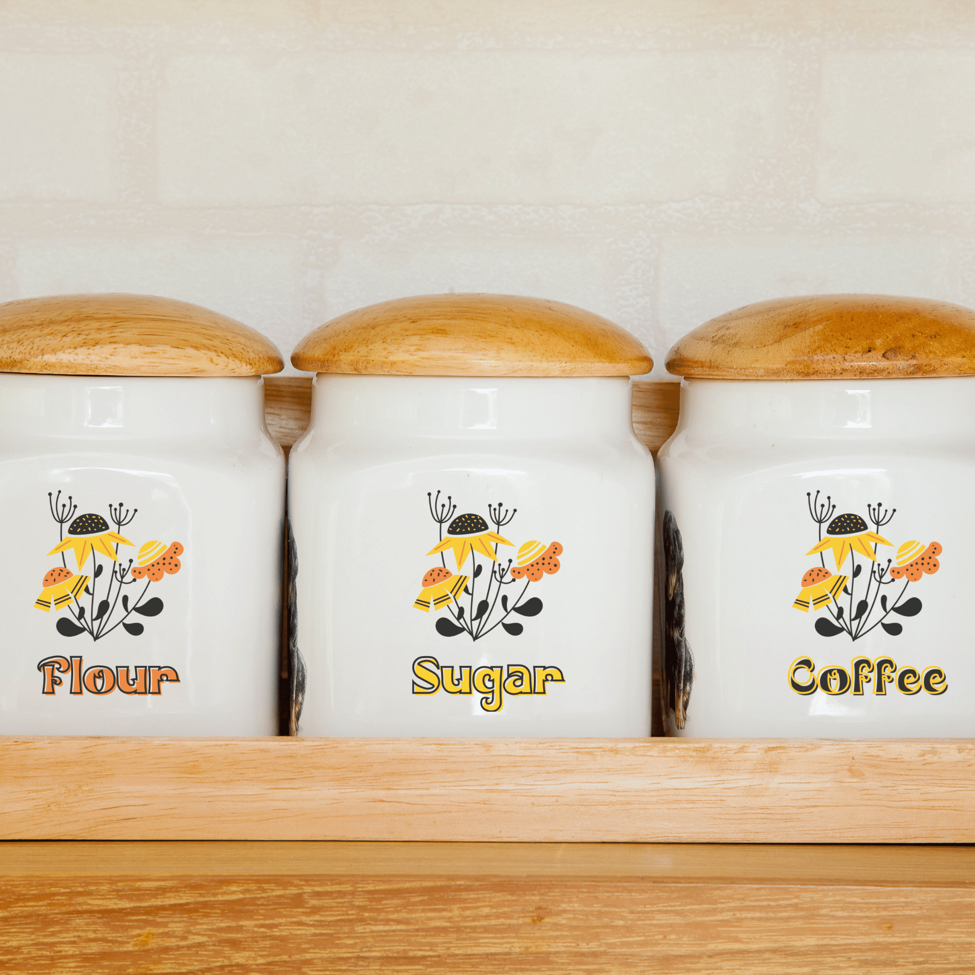 Mid-century Modern Printable Kitchen Labels Canister Labels Transparent ...