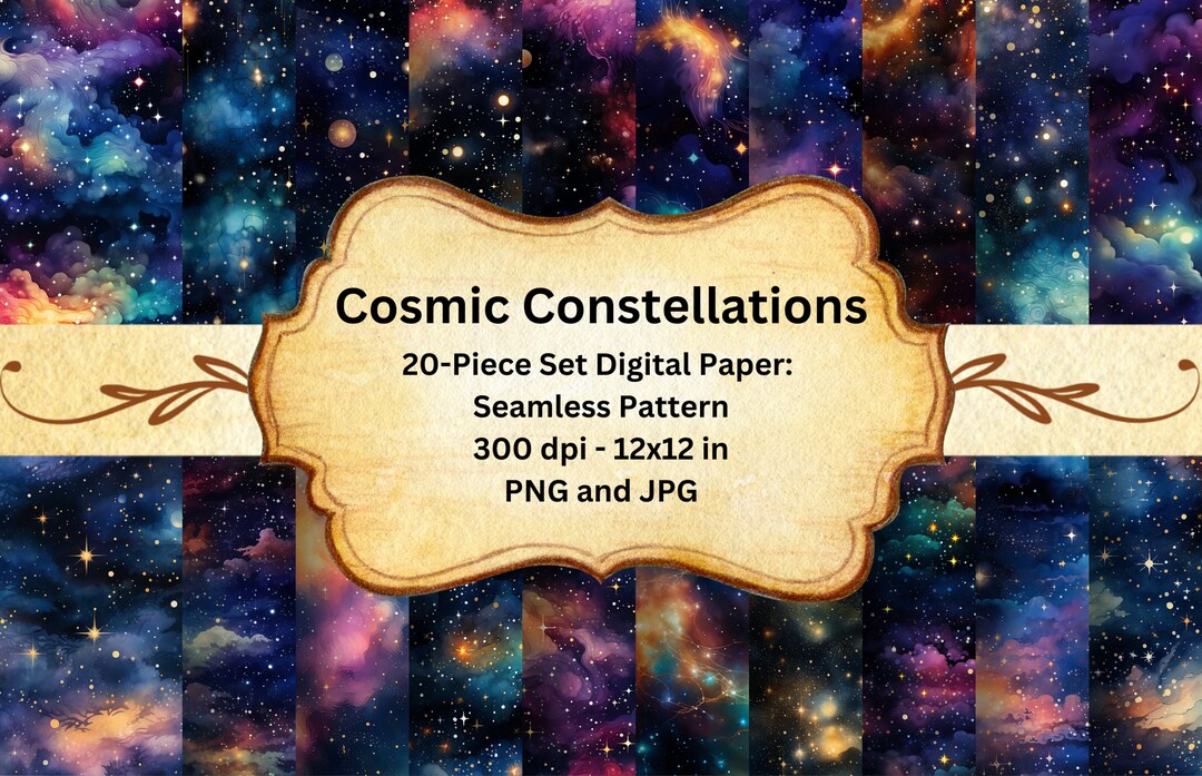 Cosmic Constellations Seamless Patterns Celestial Digital Papers 20 ...