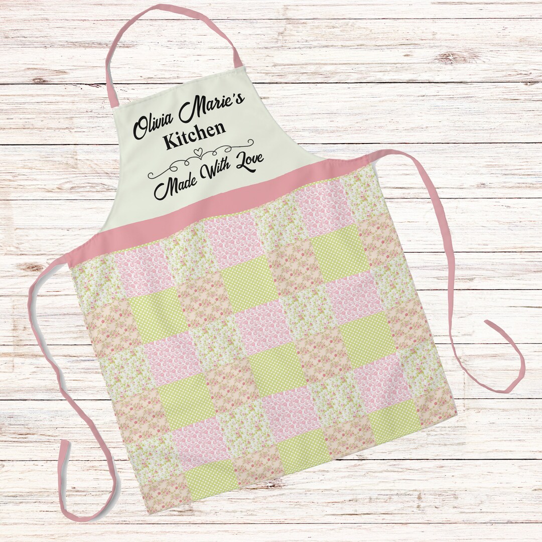Personalizable Shabby Chic Quilt Pattern Apron Personalized - Etsy