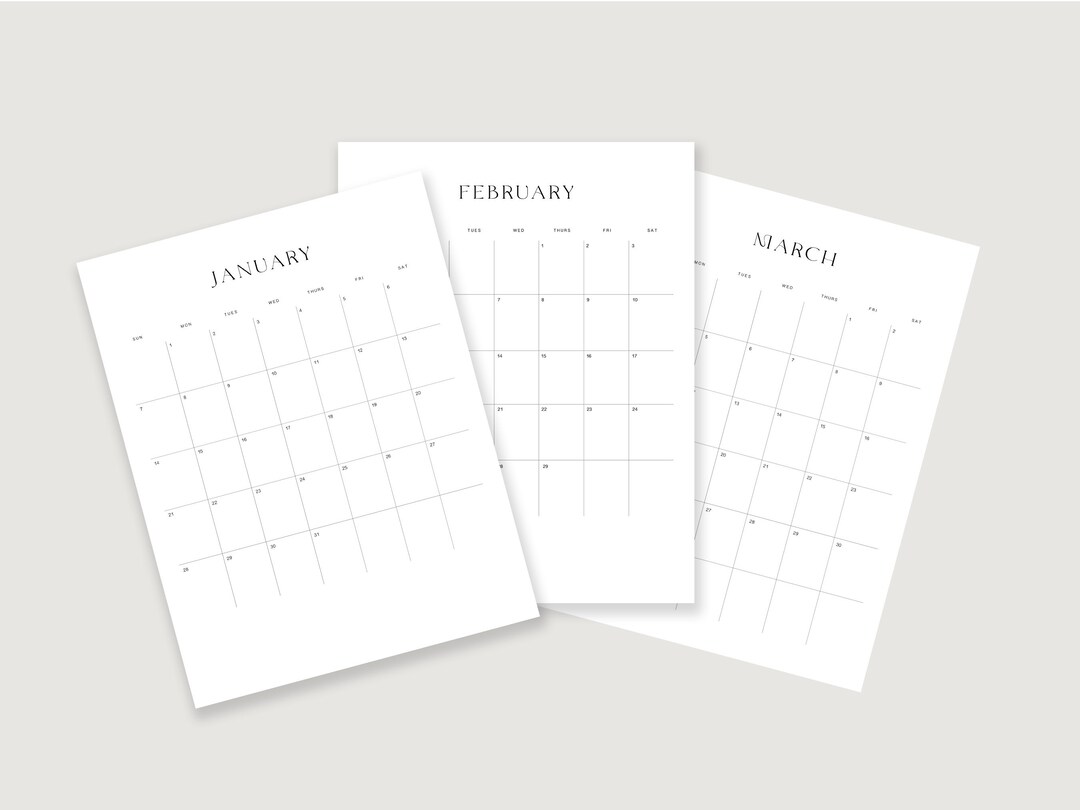 2024 Vertical Calendar PDF Bundle | Full Year Planner | Minimalist ...