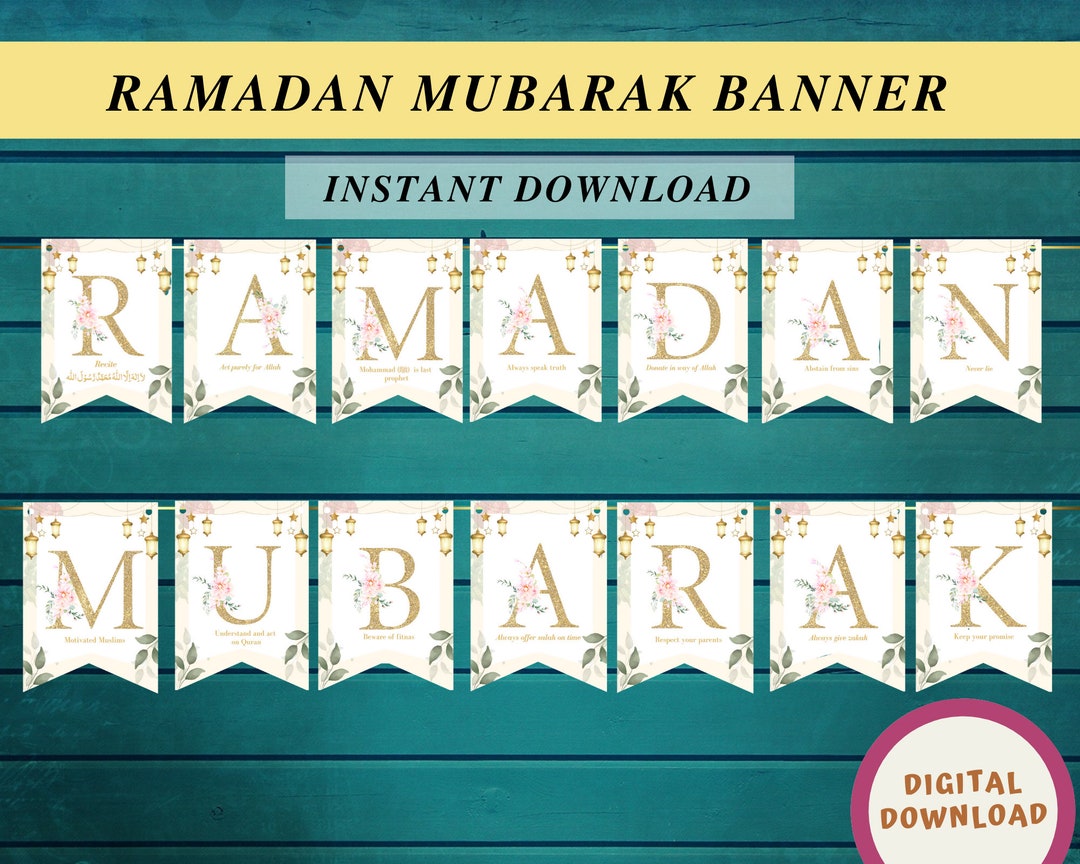 Ramadan Decorations, Printable Ramadan Banner, Digital Download ...