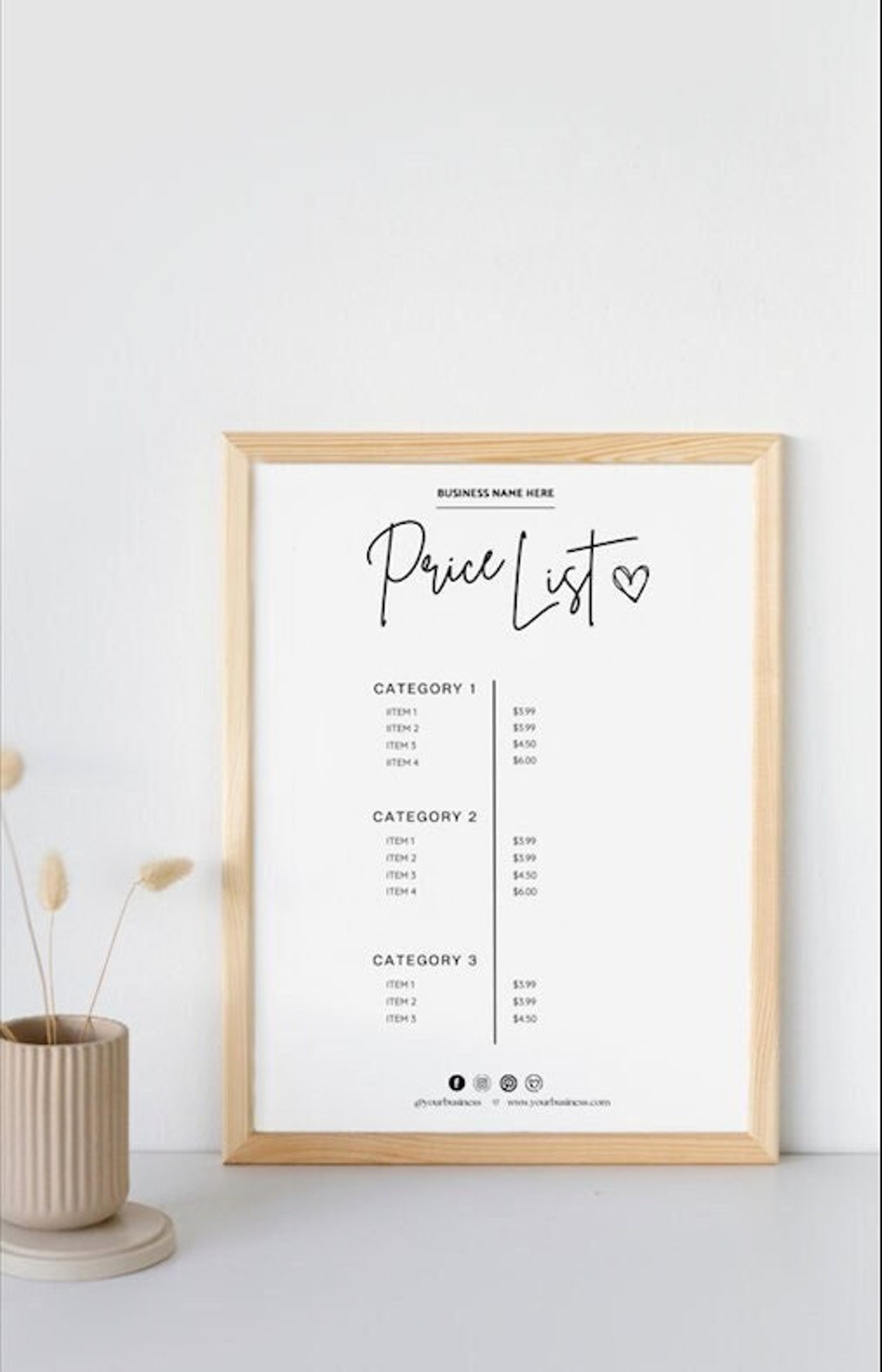Editable Price List Template for Small Business, Customizable Price ...