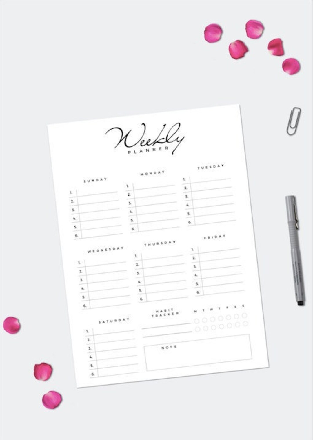 Weeklyplanner/habit Tracker, Daily Journal Template, to Do List ...
