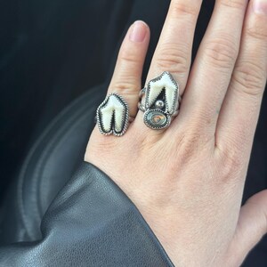 Coyote Tooth & Abalone Handmade Ring - Etsy