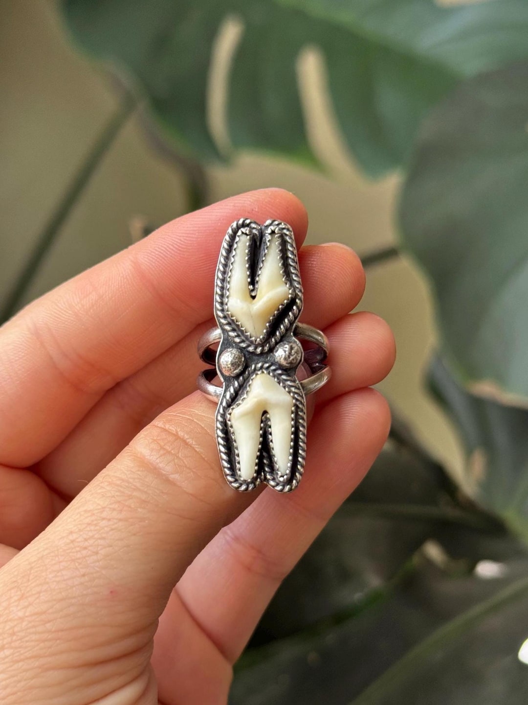 Double Coyote Tooth Handmade Ring - Etsy