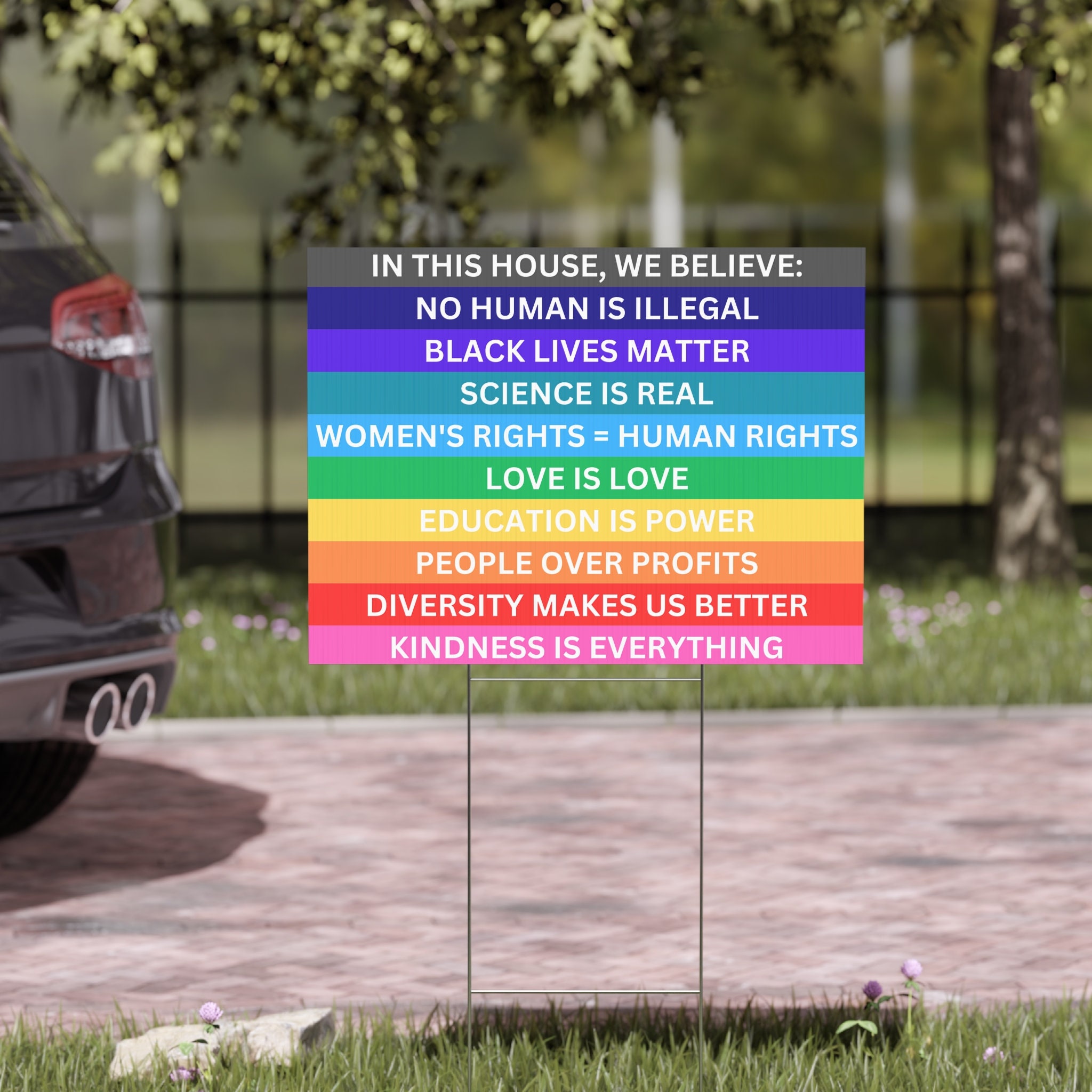 Human Rights in This House Yard Sign - Etsy