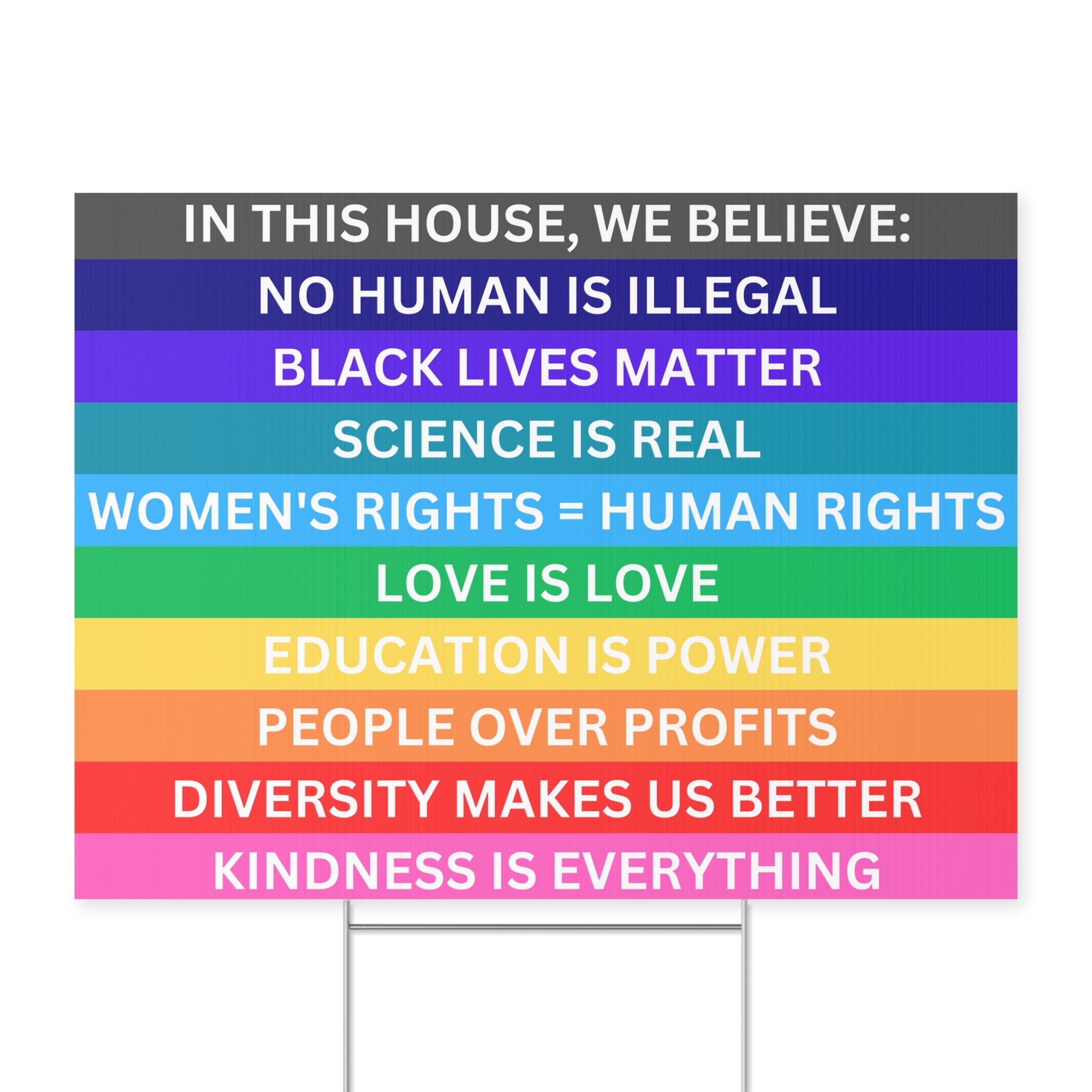 Human Rights in This House Yard Sign - Etsy