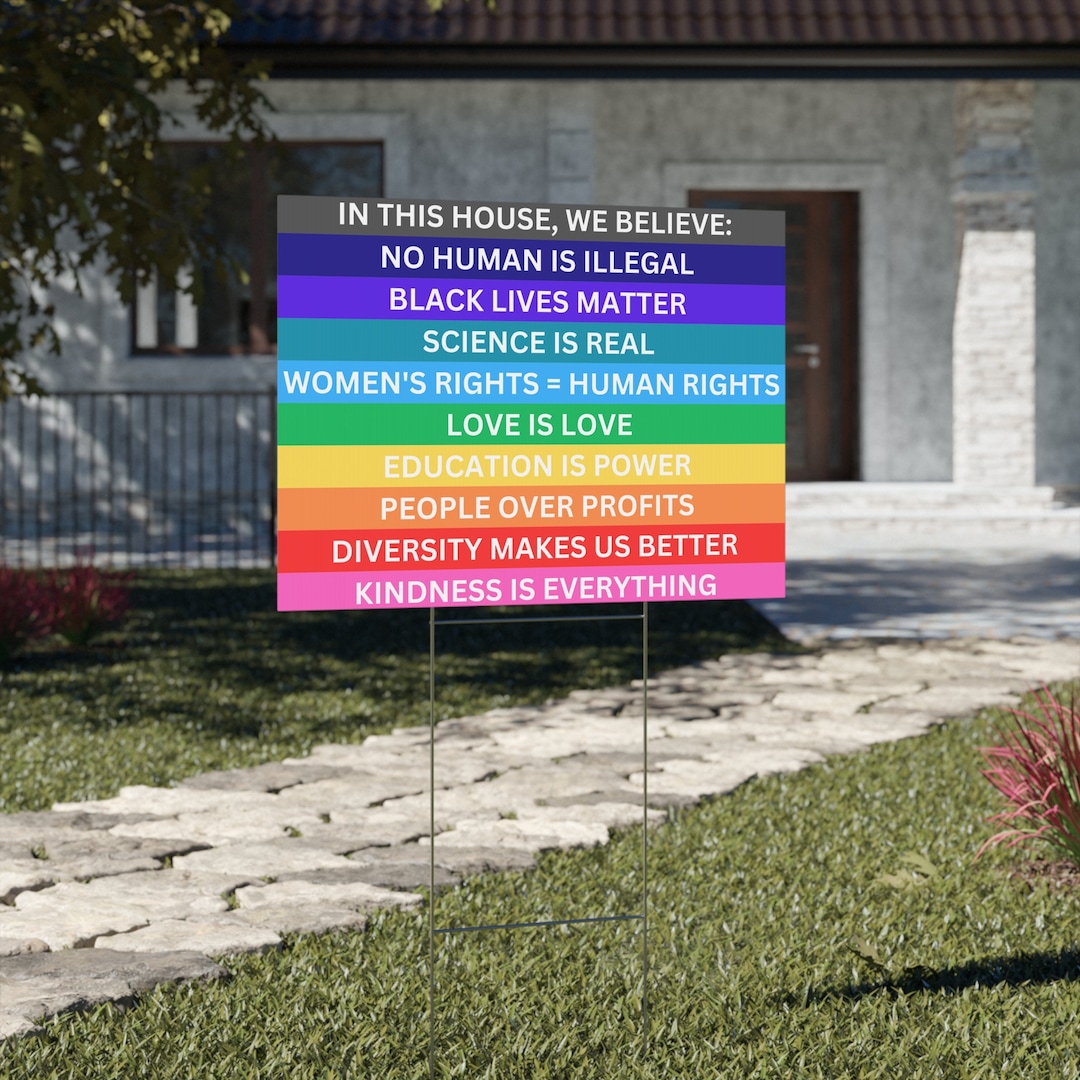 Human Rights in This House Yard Sign - Etsy