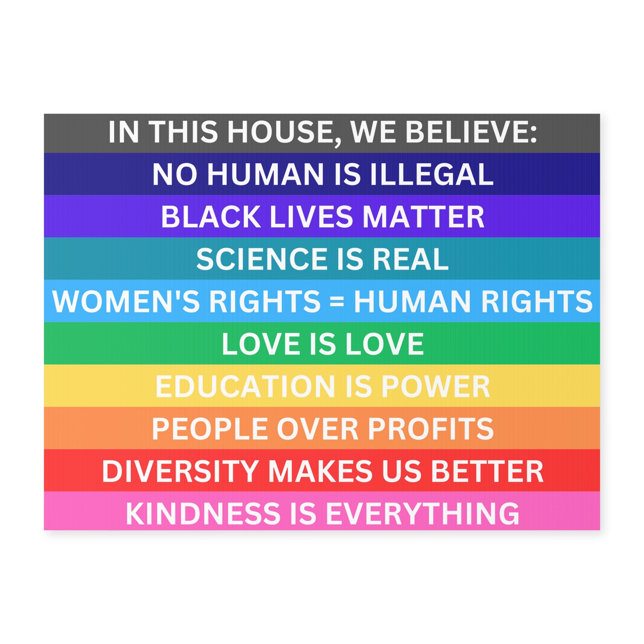 Human Rights in This House Yard Sign - Etsy