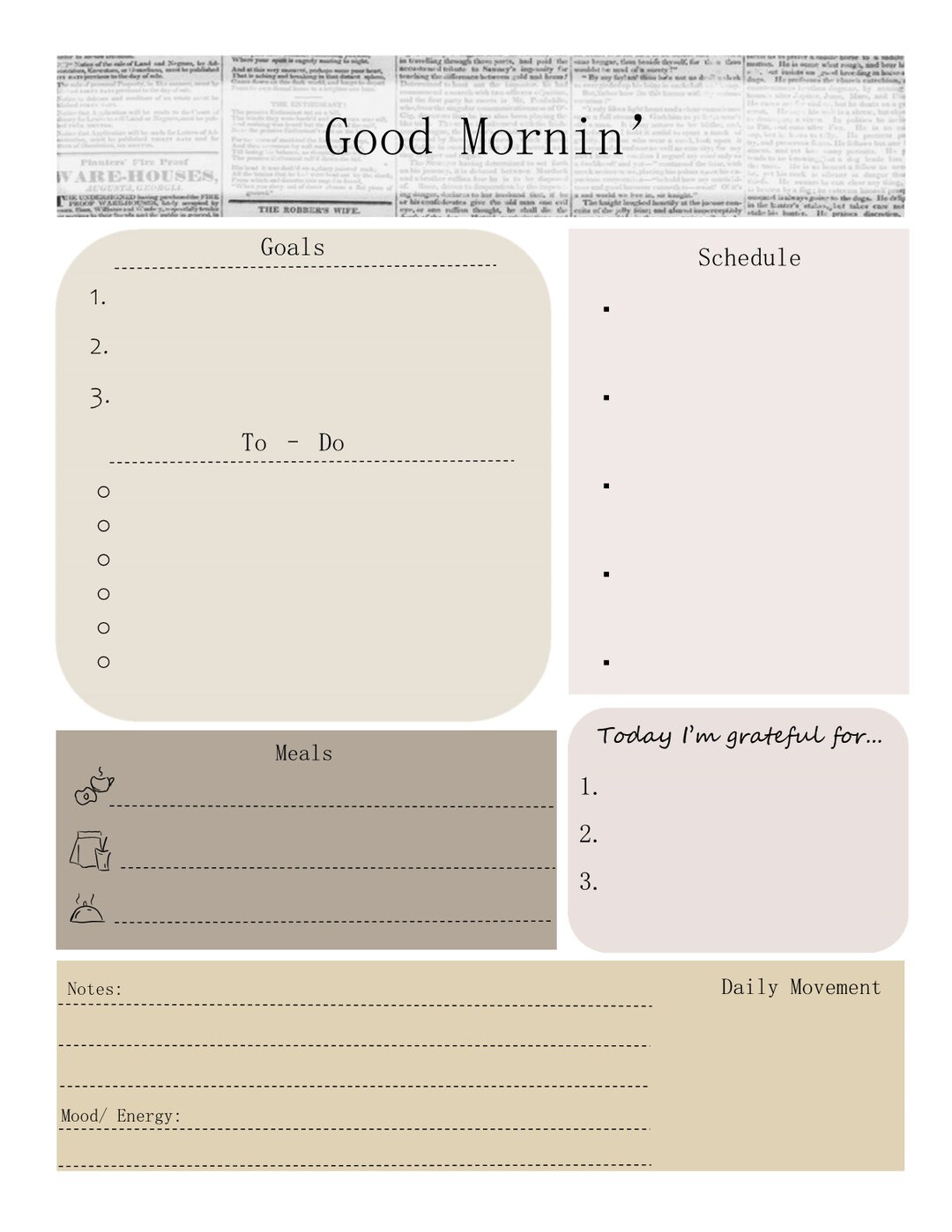 Daily Planner - Digital and Printable - Etsy