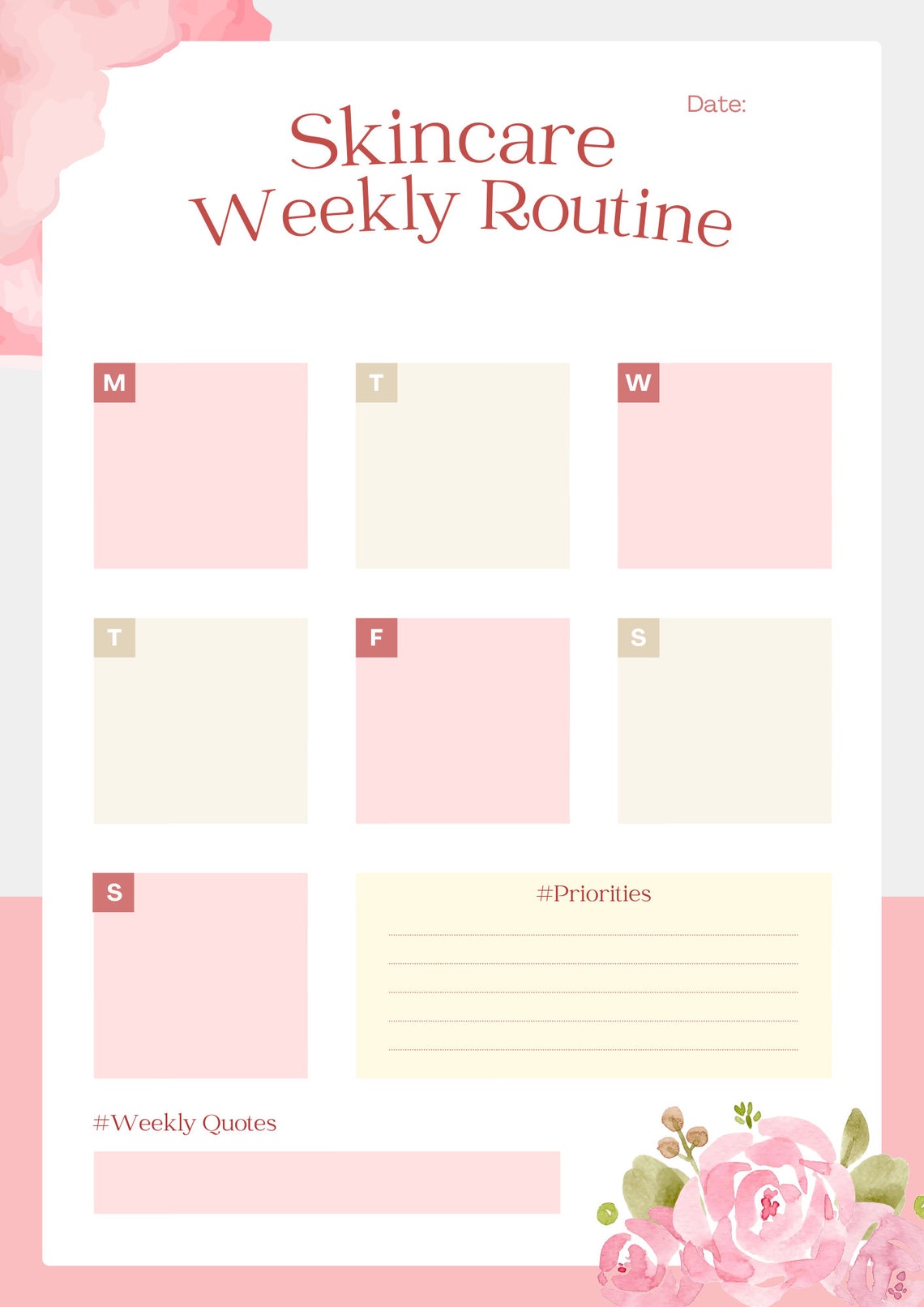 Skincare Routine Planner, PDF Printable Skin Care Planner, Printable ...