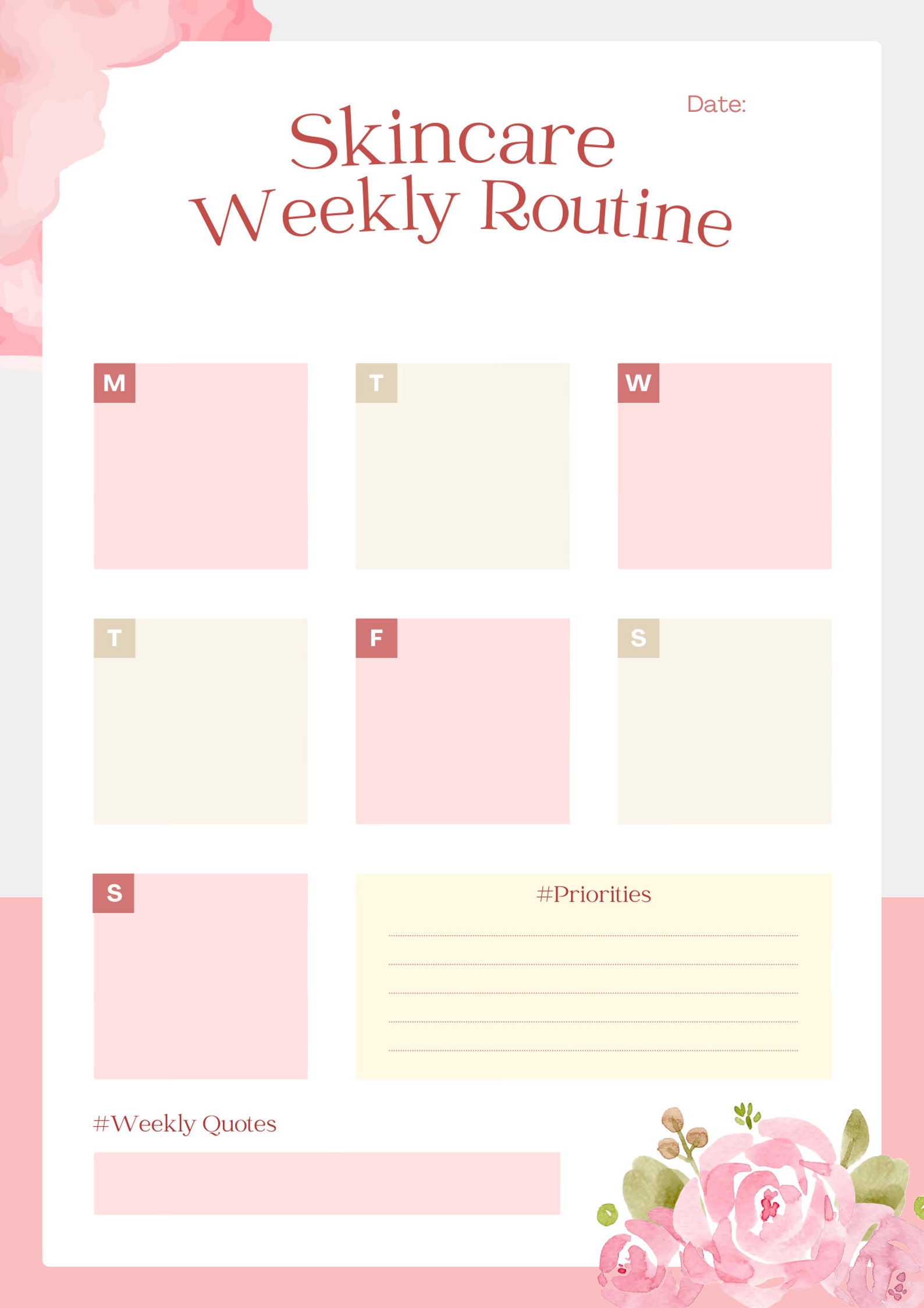 Skincare Routine Planner, PDF Printable Skin Care Planner, Printable ...